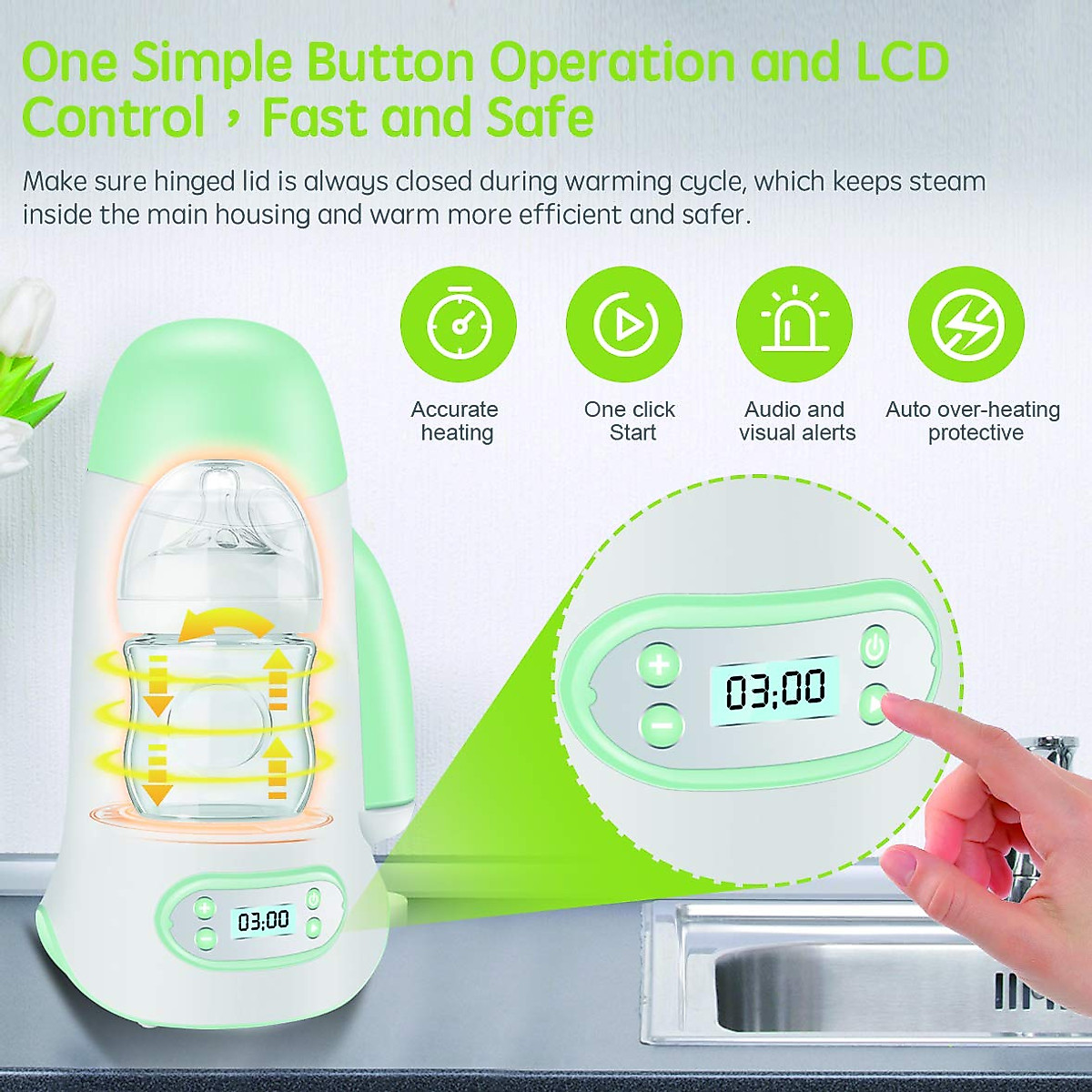 Bubos Baby Bottle Warmer Fast Heating with Prefilled Water Reservoir, Smart Mermory Program, LED Display and Auto Shut-Off, Plug in