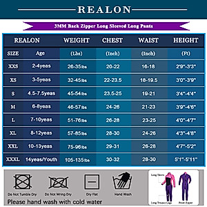 REALON Kids Wetsuit for Toddler Girls Boys and Youth,3mm Neoprene Swimsuits Children Wet Suits 2mm Shorty/Full Long Sleeve Back Zip in Cold Water Warmth for Swimming Diving Jet Skiing Surfing