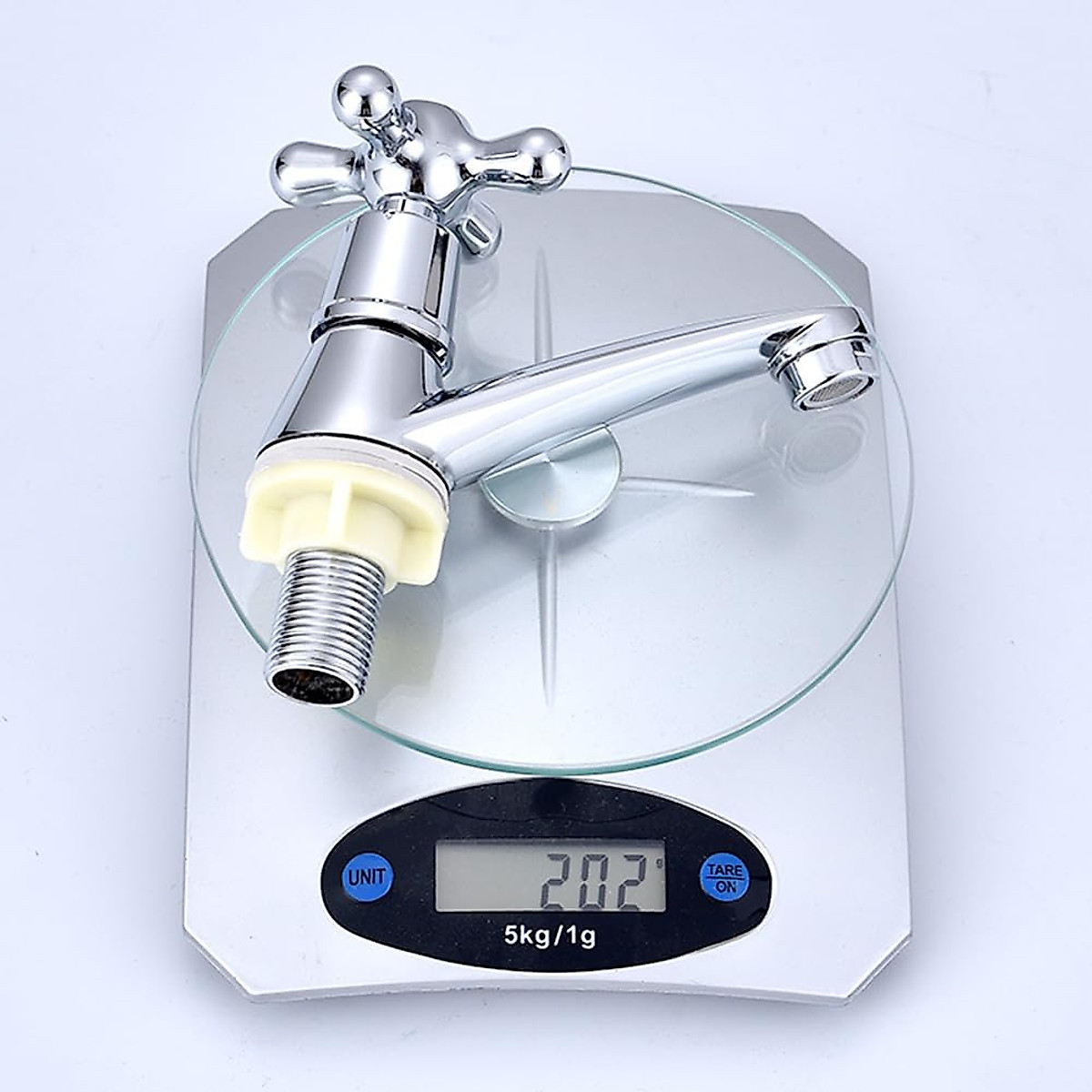 DOITOOL 2 Pcs Basin Taps Mixers Bathroom Sink Tap Basin Mixer Tap Single Lever Basin Faucet Cross Handle Cold Water Sink Basin Taps for Bathroom Kitchen ((Blue Drop Model)