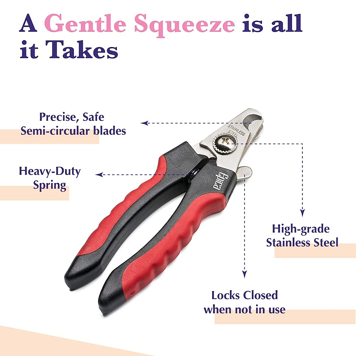 Epica Professional Dog Nail Clipper | Dog Nail Clippers for Large Dogs | Easy and Safe Dog Grooming Clippers |Heavy Duty Cat Nail Clipper with Safety Guard (Large)