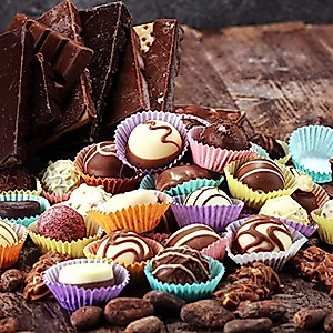 Xlloest Mini Cupcake Liners Muffin Wrappers Rainbow Bright Baking Cups Paper, 400 Pack