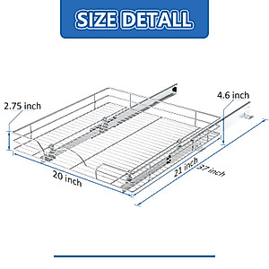 ROOMTEC Pull Out Cabinet Organizer 20" W x 21" D, for Cabinet Pull Out Shelves Cabinet Drawers Slide Out Kitchen Cabinet Organizer Storage Shelves, Fits 21.5" Opening Cabinet