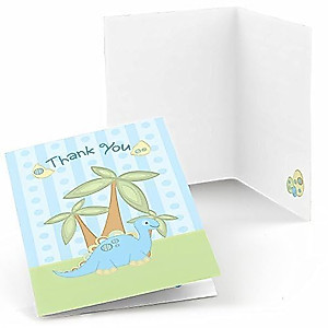 Big Dot of Happiness Baby Dinosaur - Baby Shower or Birthday Party Thank You Cards (8 count)