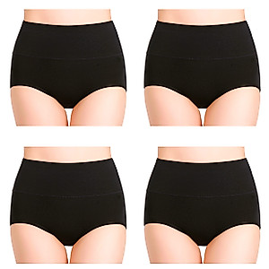 cauniss Cotton Panties High Waisted C Section Recovery Postpartum Soft Full Coverage Underwear for Women(7 Pack) (Black, Large, l)