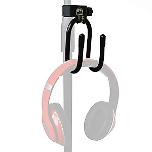 YYST Microphone Stand Clamp-On Studio Headphone Hanger Holder Hook Rack for Headphone, Cords, Tambourines, etc- No Instrument (1)