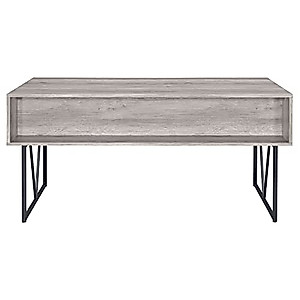 Coaster Home Furnishings Analiese Farmhouse 4 Drawer Home Office Writing Desk Black Metal Base Gray Driftwood