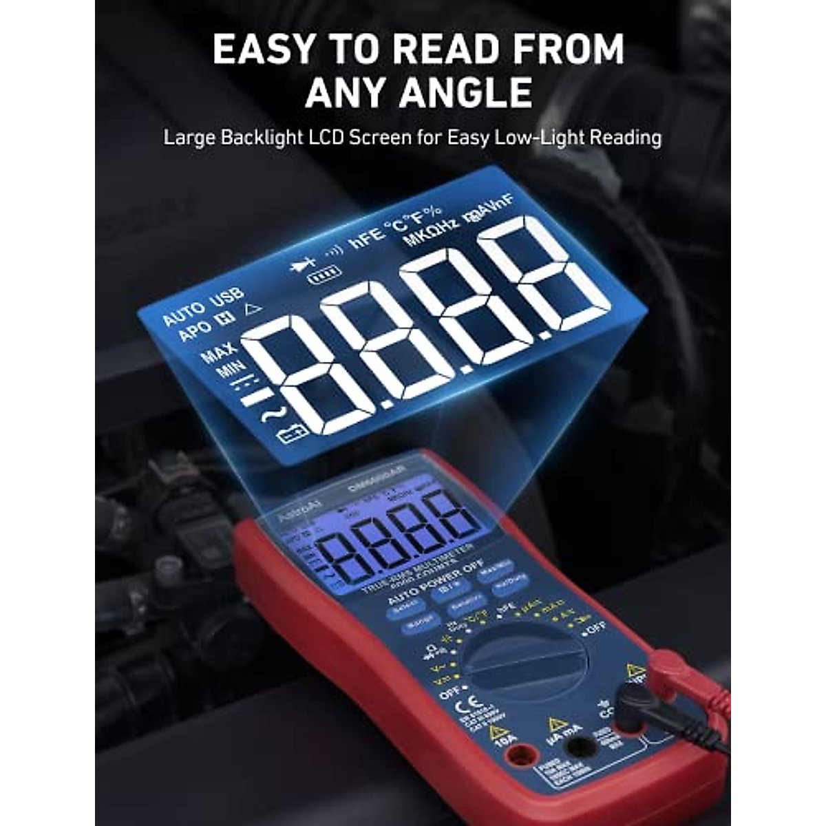 AstroAI Digital Multimeter and Analyzer TRMS 6000 Counts Volt Meter Ohmmeter Auto-Ranging Tester; Accurately Measures Voltage Current Resistance Diodes Continuity Duty-Cycle Capacitance Temperature
