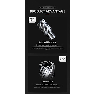 LYXC M2AL HSS Annular Cutter Set 10pcs 3/4'' Weldon Shank 1'' Cutting Depth 7/16" Cutting Diameter for Mag Drill Press