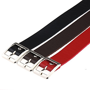 FM FM42 Red PU Simulated Leather Silver-tone Buckle Adjustable Belt Collar Choker Necklace PN1142