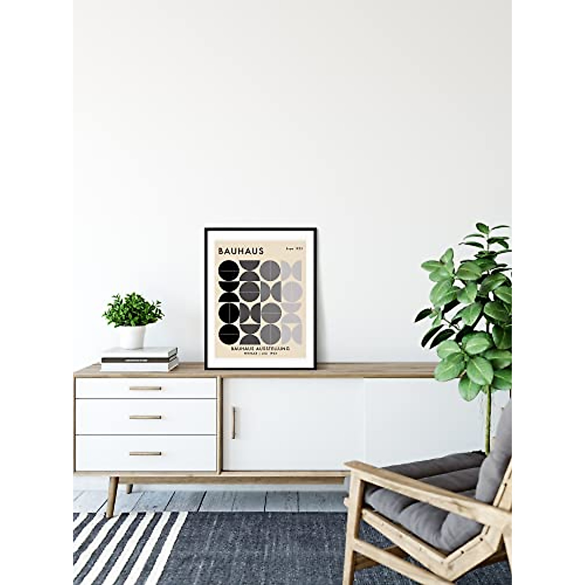 Bauhaus Mid Century Modern Wall Art - 11x14" UNFRAMED Print - Abstract, Minimal Wall Decor - Exhibition Poster Replication (Black)