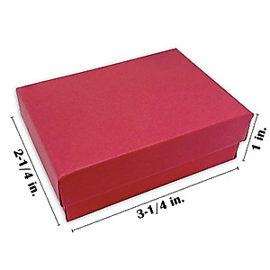 TheDisplayGuys - 25-Pack #32 Cotton Filled Cardboard Paper Jewelry Box Gift Case - Matte Red (3.3" x 2.3" x 1.0") - for Gifting, Shipping or Storage
