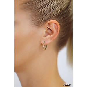 14k Yellow Gold Polished Round Hoop Earrings, 20mm (0.78 inch Diameter)…