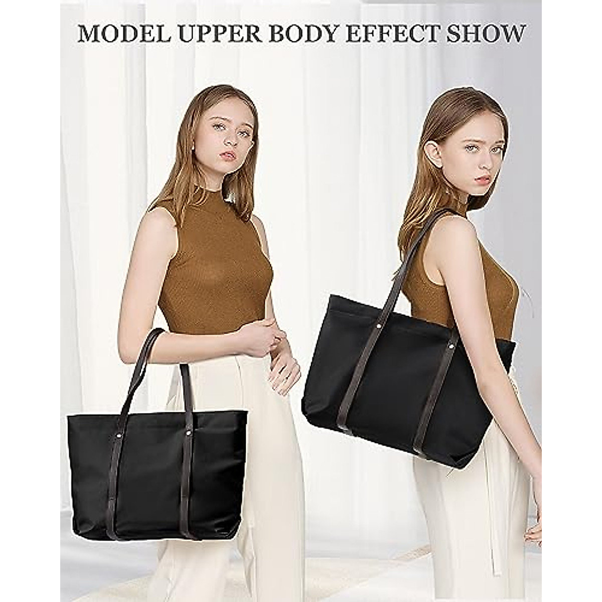 Laptop Tote Bag for Women Black Shoulder Work Computer Bag Briefcase Laptop Case Waterproof Teacher Tote Office Bag Lightweight Large Travel Weekender Bags Handbags Work Bags for Women Professional