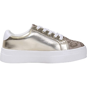 Mia Kids Big Girl's Jonny Sneakers Low Top Platform Gold/Leopard Sz. 5