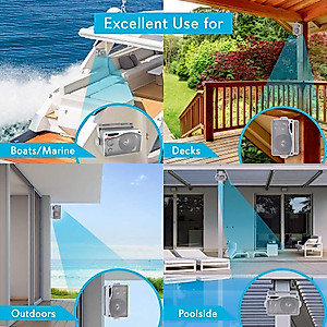 3-Way Weatherproof Outdoor Speaker Set - 3.5 Inch 200W Pair of Marine Grade Mount Speakers - in a Heavy Duty ABS Enclosure Grill - Home, Boat, Poolside, Patio, Indoor Outdoor Use - Pyle PLMR24 (White)