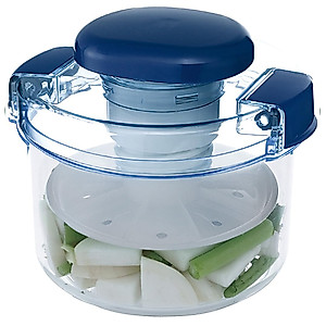 Instant Pickle Maker Vegetable Press Tsukemono Container Round Made in Japan BPA Free (Blue 0.8L)