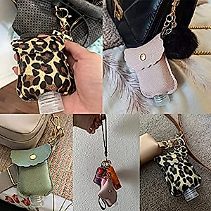 Portable Travel Bottles, Premium Leather Holder with Keychain (color bar)