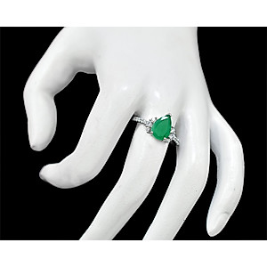 Natural 11X8 MM Green Emerald Gemstone Ring 925 Sterling Silver May Birthstone Art Deco Ring Women Engagement Ring Wedding Gift For Her (Sterling Silver, 11.25 US)