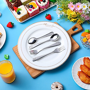 36 Pcs Kids Silverware Set Toddler Utensils Stainless Steel Safe Forks and Spoons 16 Kids Forks 16 Kids Spoons Children Metal Cutlery Set Baby Flatware Sets (Silver)