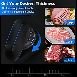 Tesslux Meat Slicer - Electric Deli Slicer, 200W, Dual 7.5" Blades, Adjustable Thickness 0-15mm, Safe Home Meat Slicer Machine with Stainless Steel and Aluminum Housing