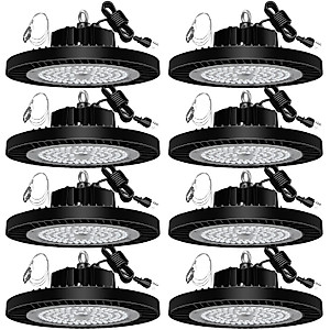 LEDMO UFO LED High Bay Lights 100W 14000lm 600W HPS/MH Replacement 5000K 100-277V Commercial Outdoor High Bay shop lights for workshop|garage|warehouse(8 Pack)