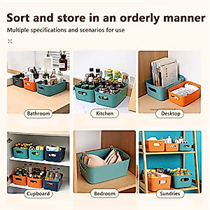 Plastic Storage Baskets 8 Pack, Small Pantry Baskets for Organizing, Organizer Basket Bins for Shelves, Organizer and Storage for Bathroom, Bedrooms, Kitchens (Colour Medium)
