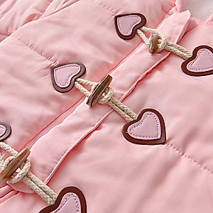 JanLEEsi Baby Winter Hooded Snowsuit Romper Zipper Padding Bodysuit Infant Puffer Jacket with Gloves,Pink,9-12M