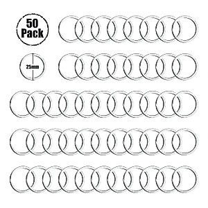 Flat Key Rings 50 Pieces 1 inches Flat Key Rings Metal Keychain Rings Split Keyrings Flat O Ring for Home Car Office Keys Attachment(Silver)