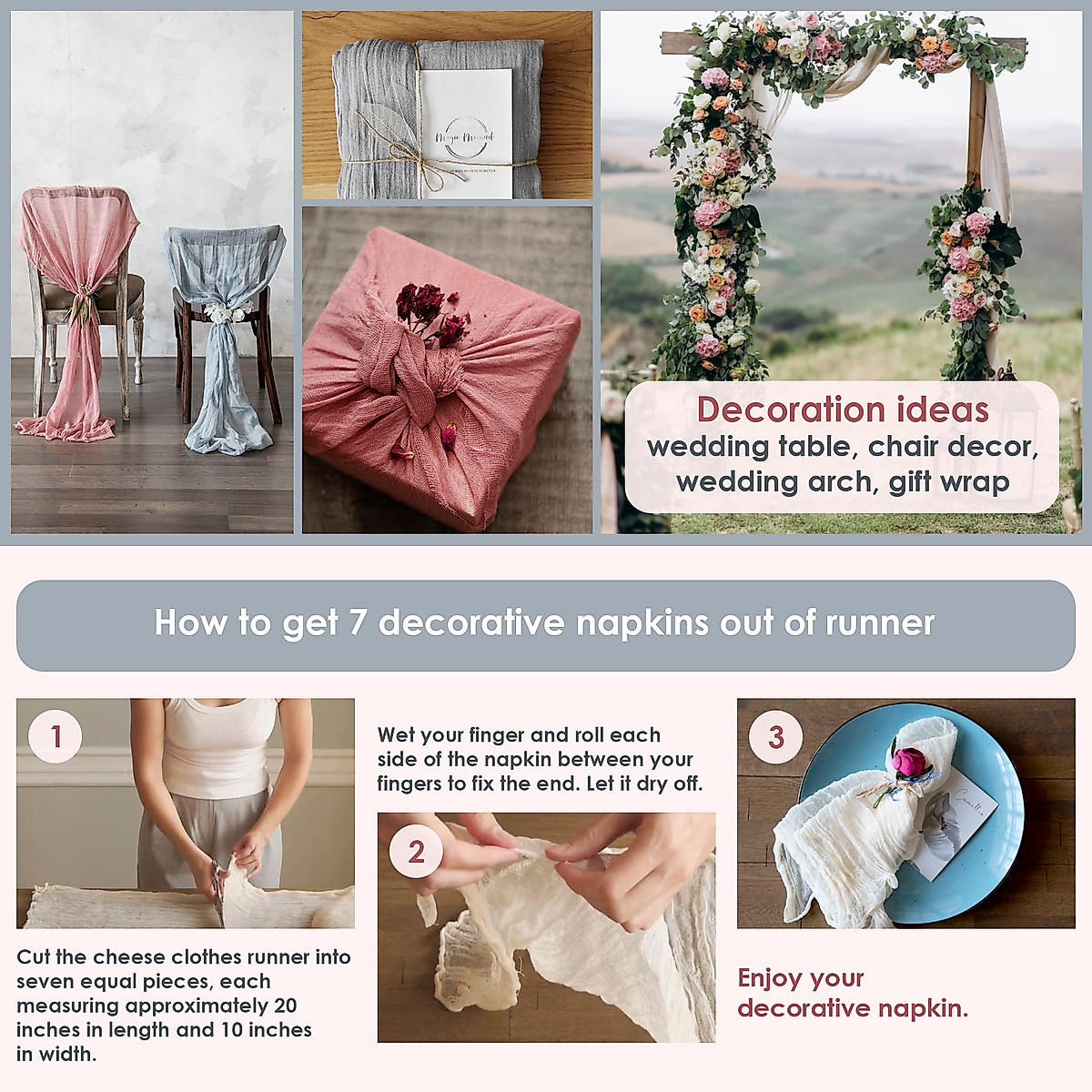 Gauze Table Runner 142 in Long 12 ft Bulk Ivory Nude Cheesecloth Table Runner - Table Cloth for Wedding Decor, Rustic Table Runner Boho Chick Rustic Wedding Table Decor - Long Table Runner for Wedding