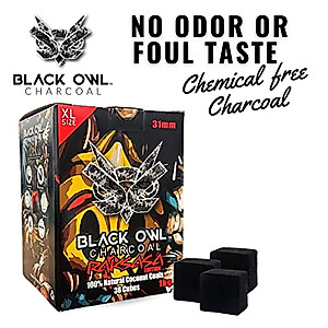 100% Natural Coconut Premium Hookah Shisha Charcoal, 36 XL Cubes, 31x31x31mm, 1Kilo