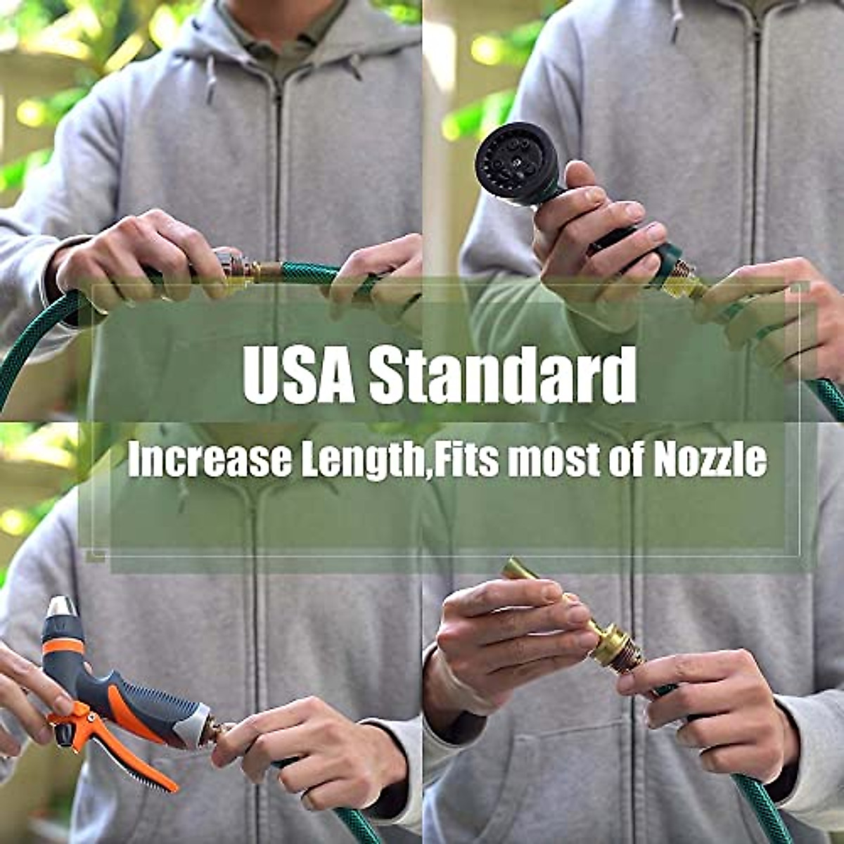 FUNJEE ½" Outdoor Garden Hose for Lawns, Water Hose, Boat Hose, Flexible Durable and Leakproof, Solid Brass GHT Connector (10, Green)