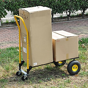 Folding Hand Truck, Transformable Hand Truck, 2 Wheel Dolly Cart and 4 Wheel Push Cart, 330 Lbs Capacity Heavy Duty Platform Cart with Swivel Wheels