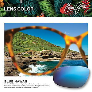 Maui Jim Men's and Women's Keokea Polarized Aviator Sunglasses, Blue/Blue Hawaii, Medium