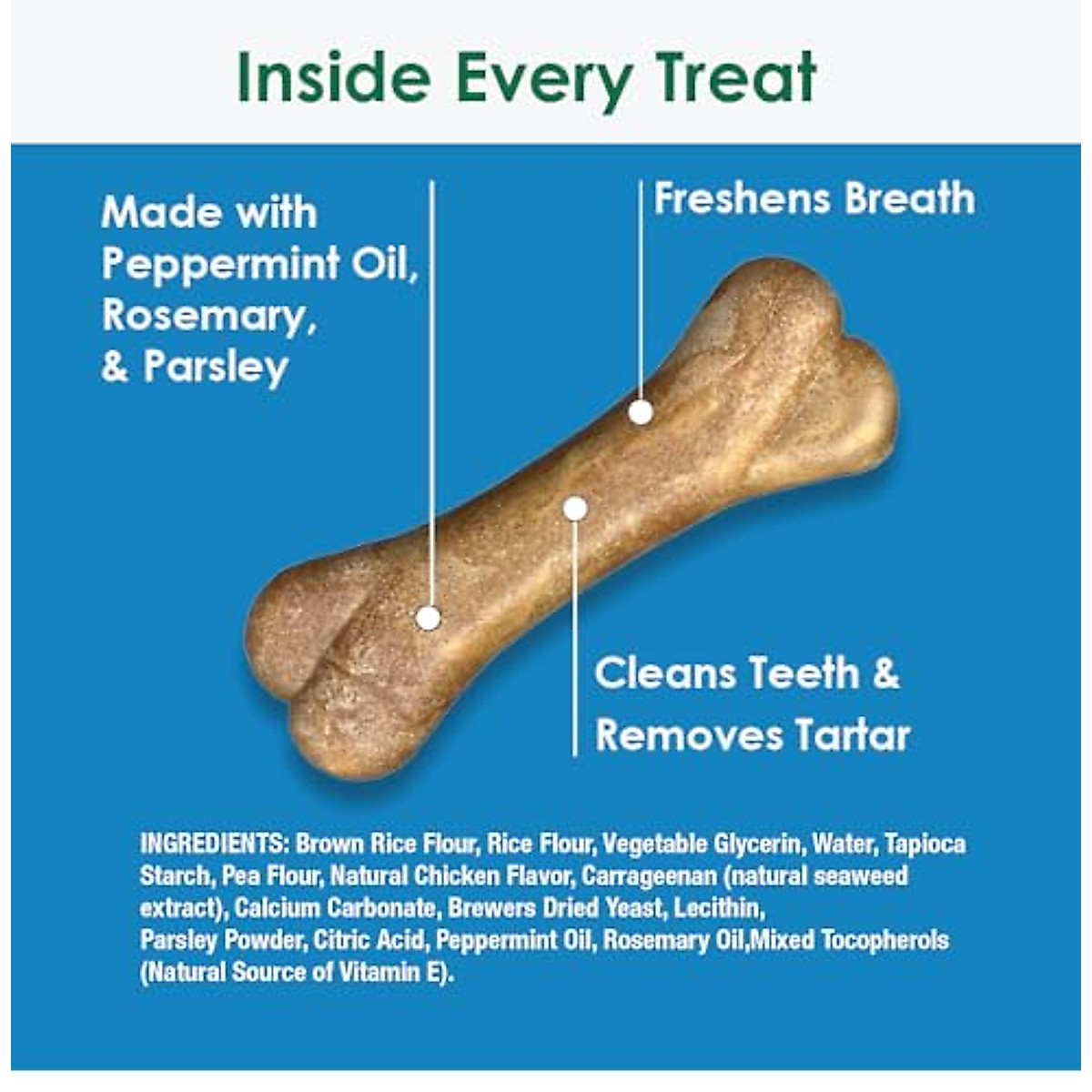 Bonies Natural Breath and Dental Formula Treats for Dogs, Made in USA - All Natural - Freshens Breath - Low Calories - for Dog Chicken Flavor, 20 Mini Bones