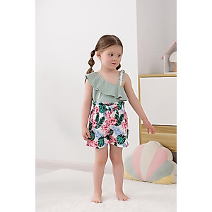 DISAUR Toddler Baby Girls Clothes T-shirt + Casual Shorts Pants Cute Summer Clothing Set Outfits 1 2 3 4 5 T (Green,2-3T)