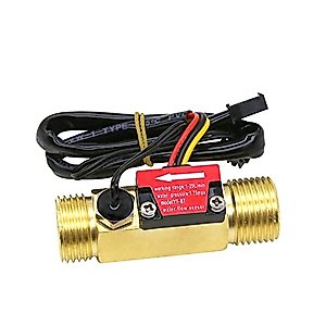 MANGAO 1/2" 3/4" Water Flow Sensor Brass External Thread1.75MPa Sensor Pulse Turbine Flowmeter DC5~18V with Temperature Detection (Size : 3/4")