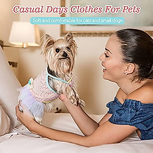 T'CHAQUE Elegant Princess Dog Dress with Colorful Tiered Layer Tutu Tulle, Pet Summer Clothes Dog Apparel for Puppy and Cats, Dog Birthday/Wedding Party Dresses Costume Casual Daily Pets Outfits, S