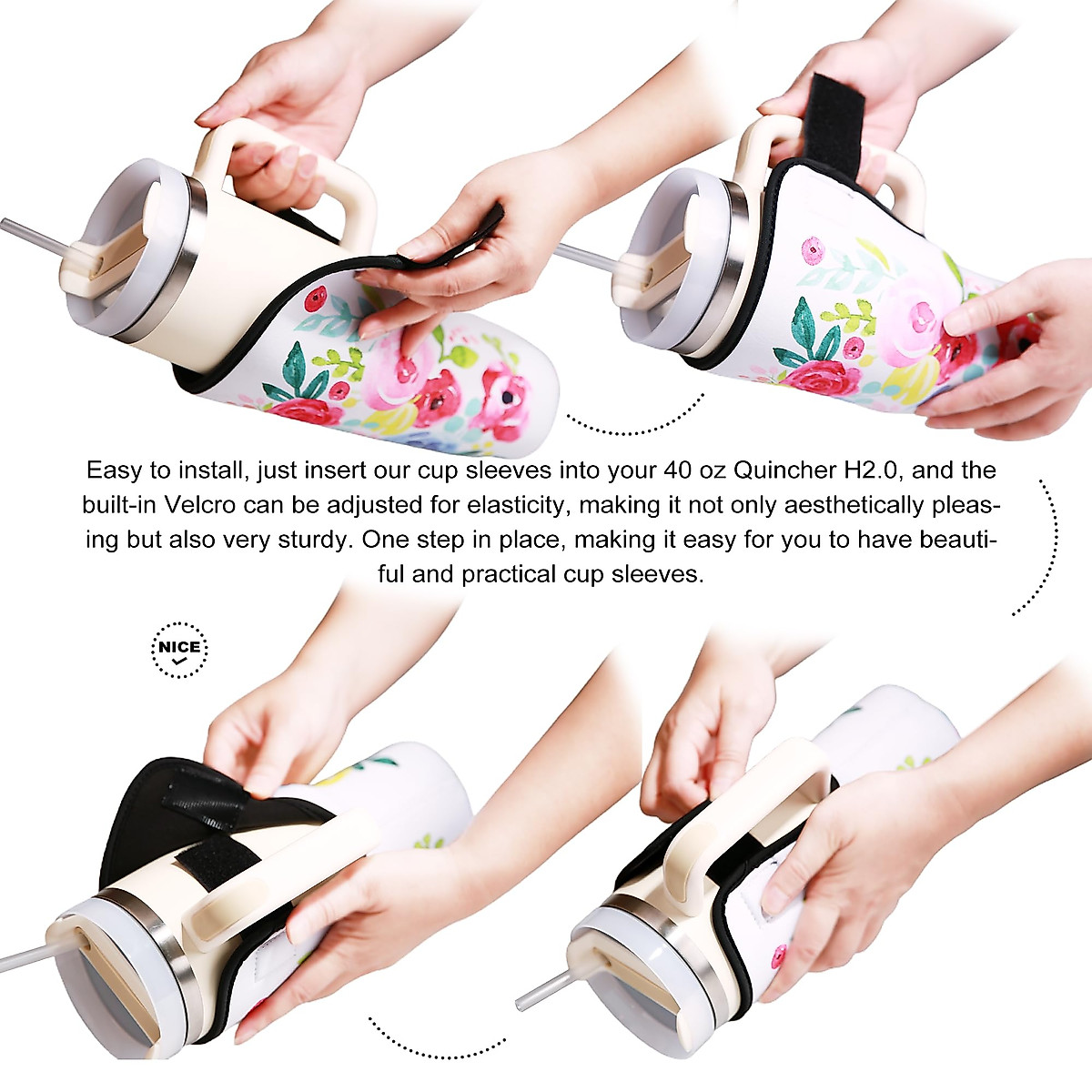 Neoprene Insulator Sleeve Compatible for Stanley 40 oz Tumbler with Handle, Stanley Quencher H2.0 FlowState,British Garden