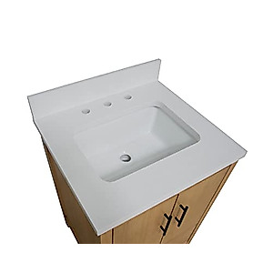California 24-inch Bathroom Vanity (Matte White/Blonde): Includes Blonde Cabinet with Matte White Countertop and White Ceramic Sink
