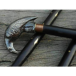 RS Enterprises Medieval Vintage Brass Walking Stick Handle Nautical Victorian Brass Wooden Cane Handmade