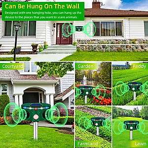 2 Pack Ultrasonic Cat Repellent Outdoor, Waterproof Solar Animal Deterrent with Motion Sensor for Deer Squirrel Cat Dog Skunk Rabbit Raccoon, Deer Repellent Devices