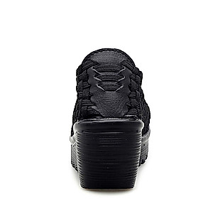 EnllerviiD Women Wedge Mary Jane Sandals Closed Toe Weave Platform Heel Sandals Shoes Black 39