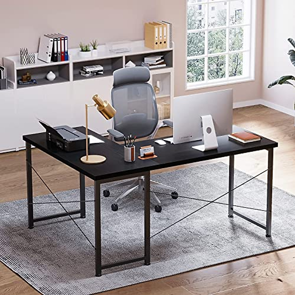 Coleshome 50" L Shaped Desk Computer Desk, L Desk Computer Corner Desk for Home Office Gaming Writing Workstation, Space-Saving, Easy to Assemble