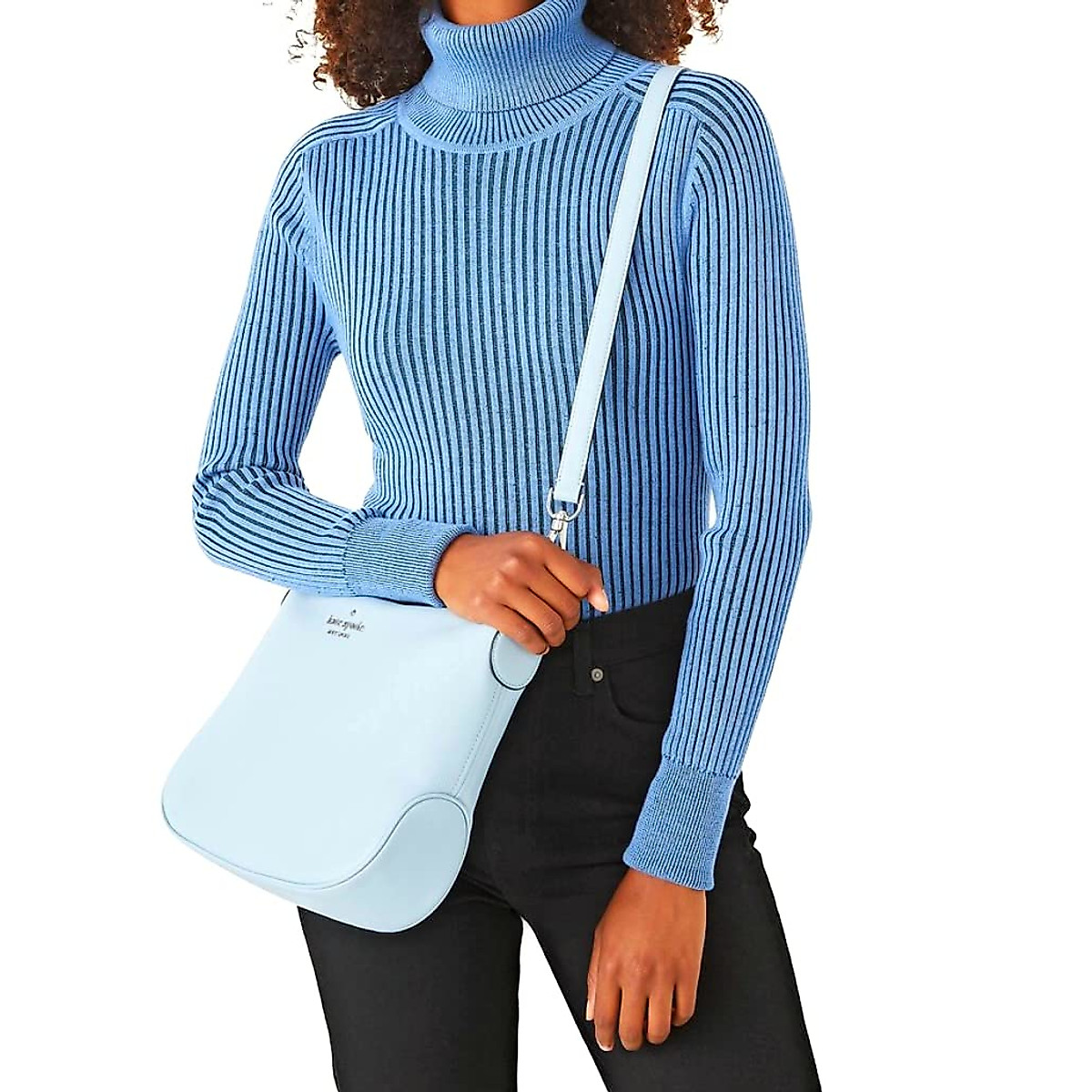 Kate Spade Rosie Crossbody Bag Zip Pouch Pebbled Leather In ocean fog