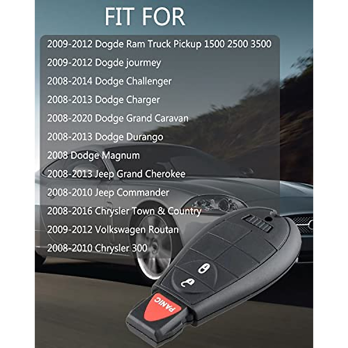 Key Fob for Dodge Charger/Challenger/Durango /Journey/RAM 1500 2500 3500,Keyless Entry Remote Replacement for Chrysler 300 2008-2010/Grand Caravan Cherokee(M3N5WY783X )