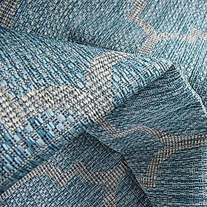 Unique Loom Outdoor Trellis Collection Area Rug (7' 1" x 10' Rectangle, Aquamarine/ Gray)