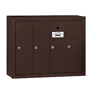 Salsbury Industries 3504ZSU Surface Mounted Vertical Mailbox with USPS Access and 4 Doors, Bronze