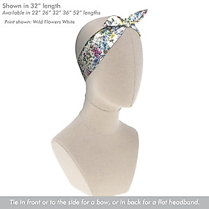 Liberty London Purse, Head, or Neck Scarf - "Wild flowers White" Skinny Scarf - Headband, Handbag, Purse Handle - Silky Tana Lawn Cotton