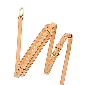 OULARIO Vachetta Leather Adjustable Crossbody Strap for Pochette Small Bags Favorite Mini NM Eva PM MM (Vachetta Leather Strap with Shoulder pad)