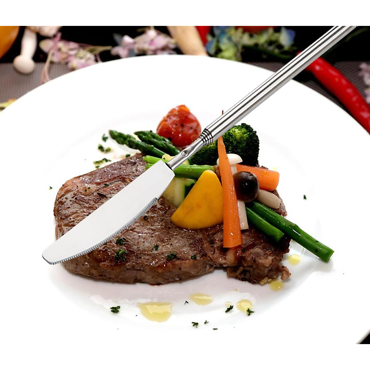 TSTQH 63 cm long stainless steel telescopic knife telescopic dinner fruit dessert knife dinner knife 9 inches ~ 25 inches